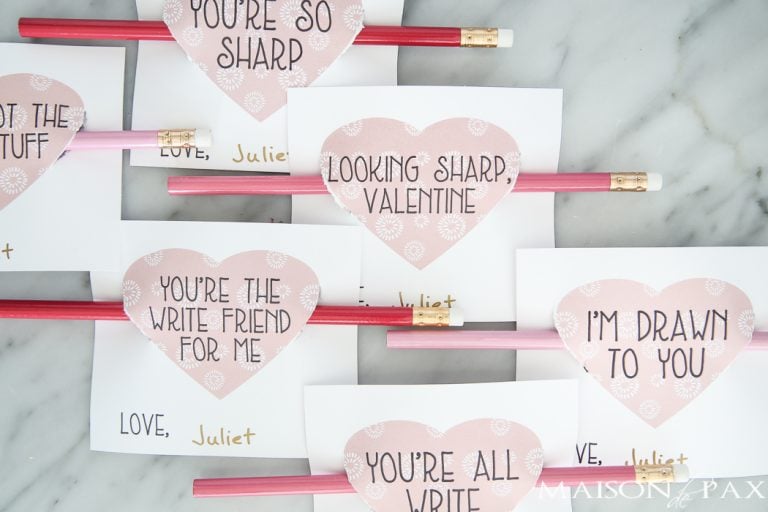 Pencil Sayings: Free Printable Valentines for Kids - Maison de Pax