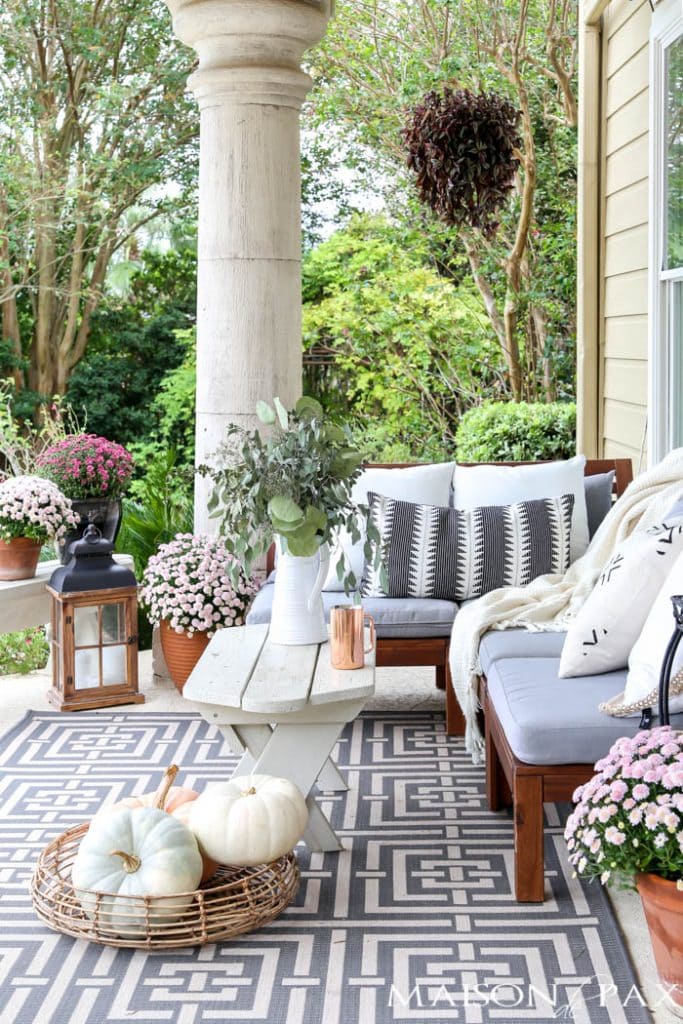 Neutral Fall Porch Decorating Ideas and Tour - Maison de Pax