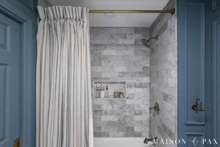 How To Use Curtain Panels as Shower Curtains - Maison de Pax